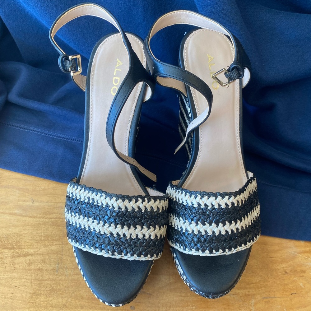 Aldo Raffia Wedge Platform Sandals. - Gem